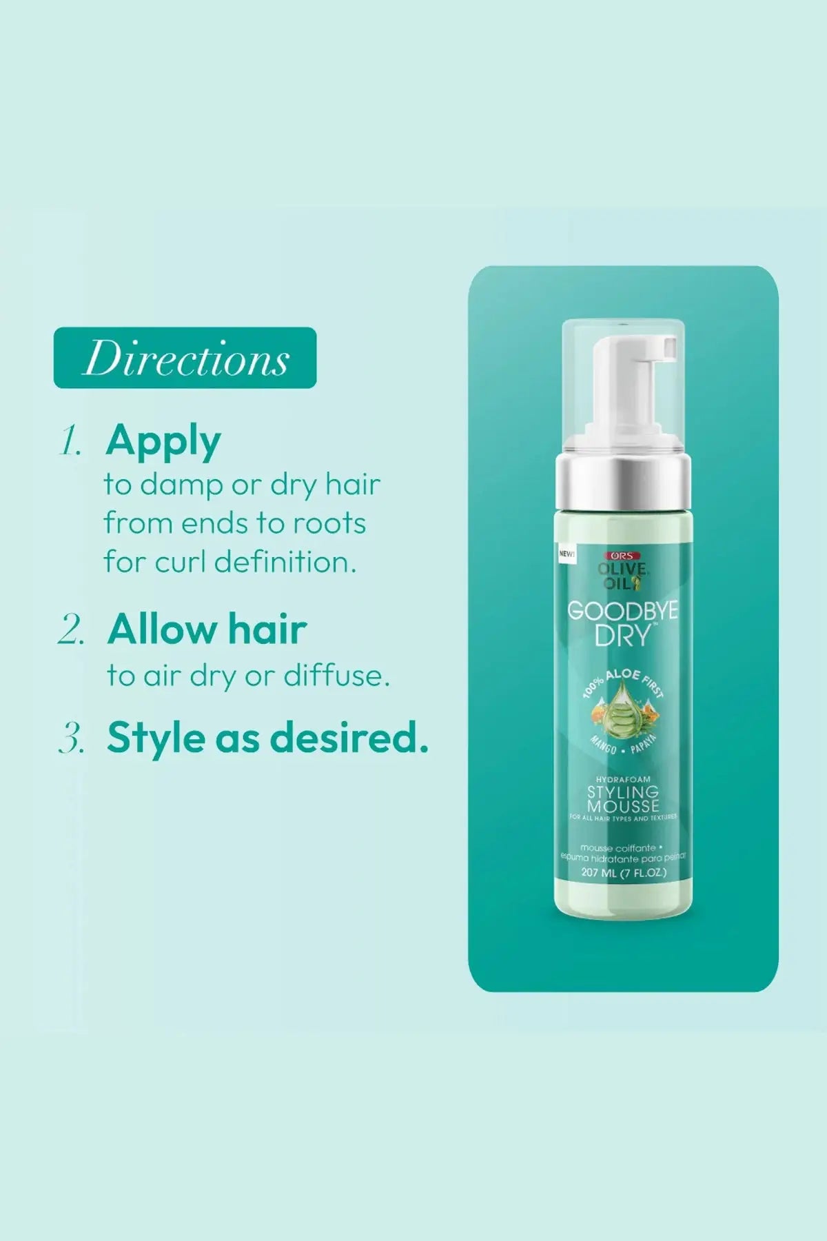 ORS OLIVE OIL GOODBYE DRY HYDRAFOAM STYLING MOUSSE 7oz