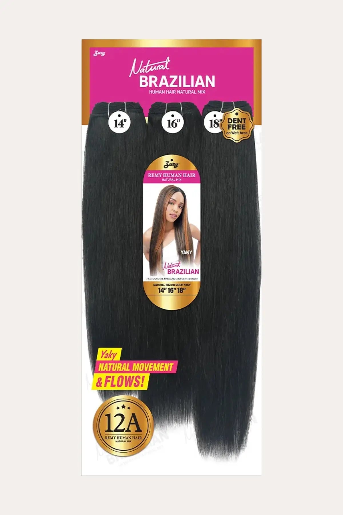 ZURY NATURAL BRAZILIAN HUMAN HAIR MIX WEAVE - YAKY 141618 (MULTI)