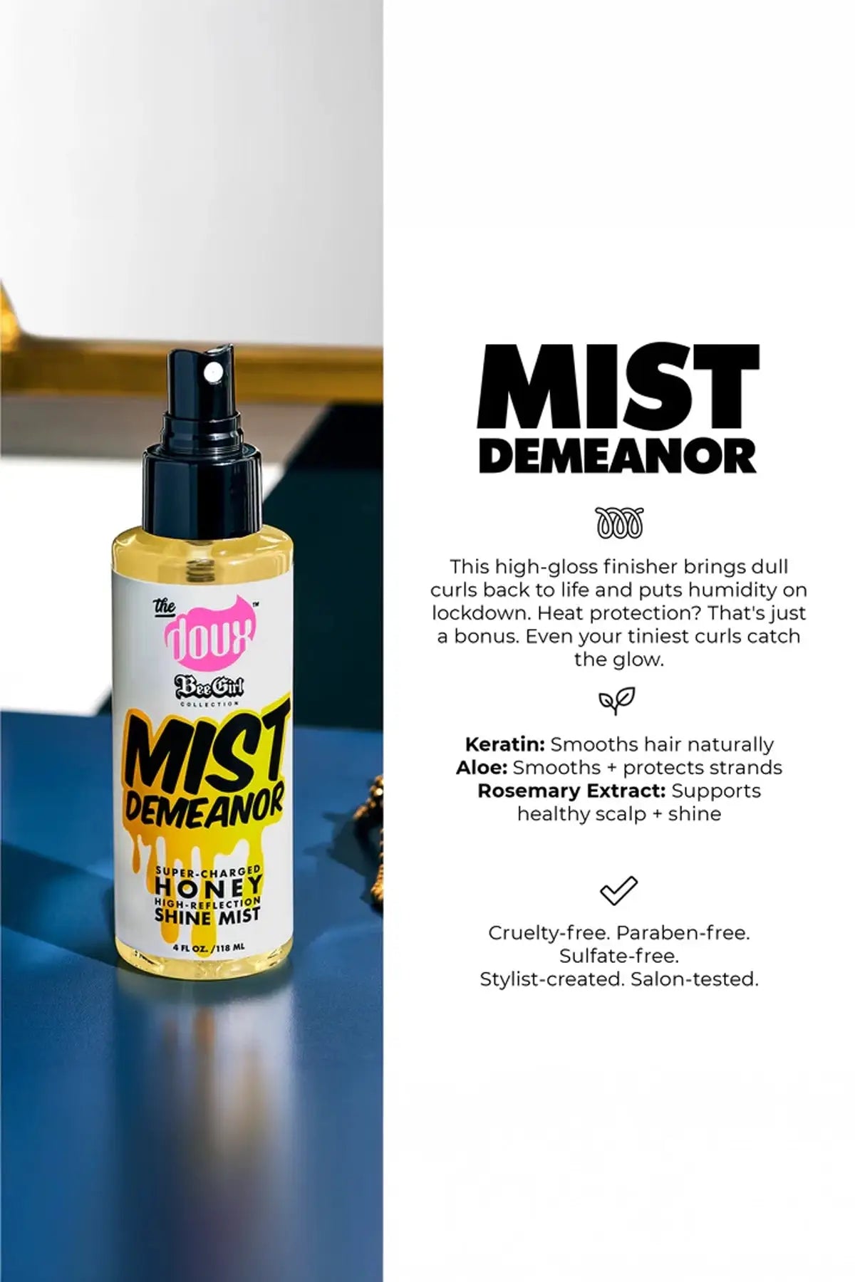 THE DOUX BEE GIRL MIST DEMEANOR HONEY SHINE HAIR MIST 4oz