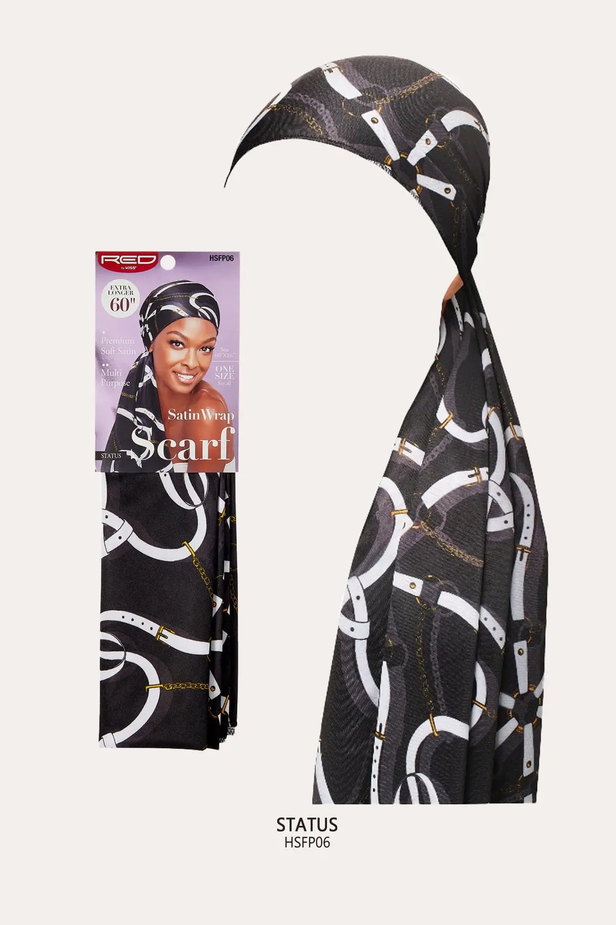 RED BY KISS SILK SATIN WRAP SCARF