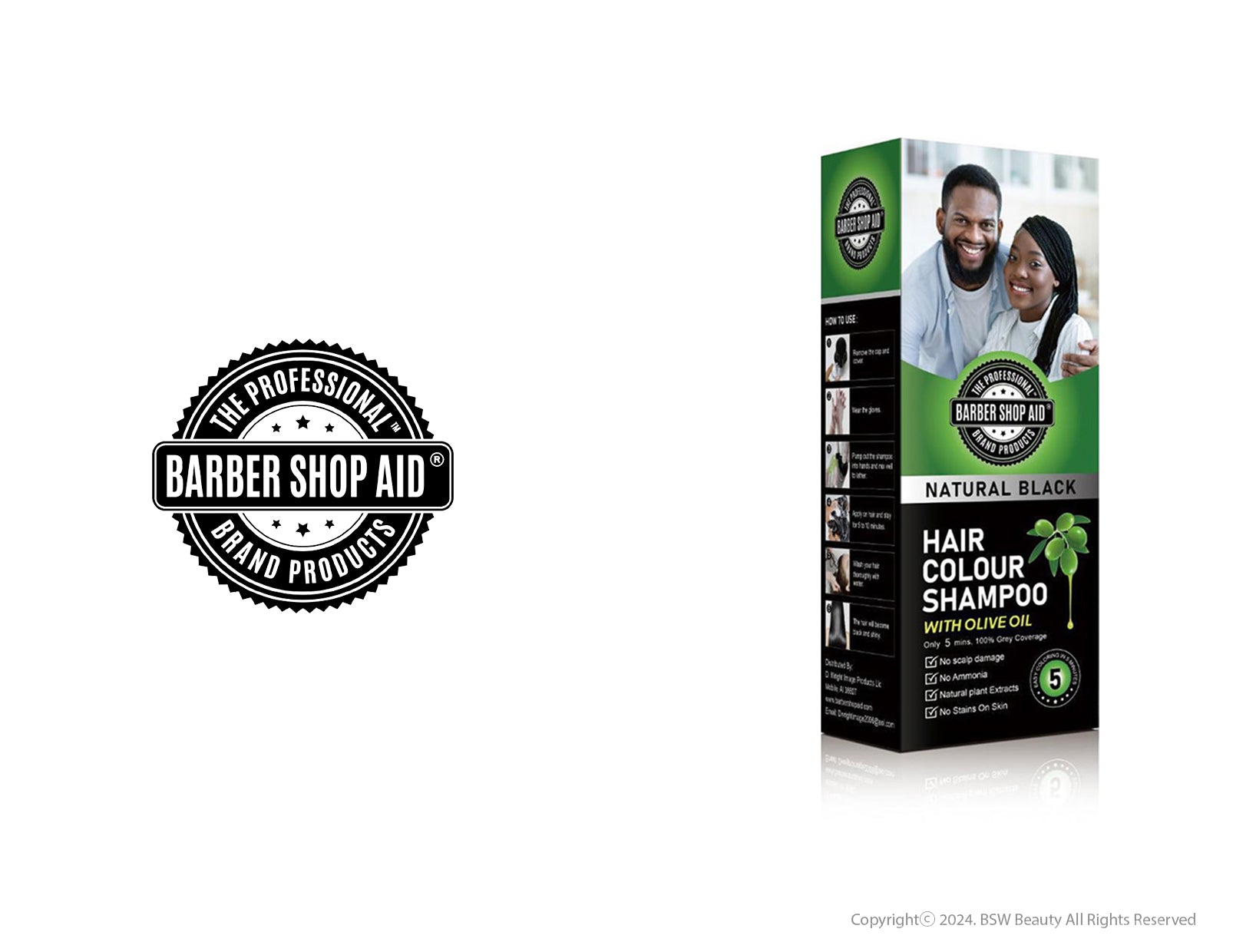 BARBER SHOP AID HAIR COLOR SHAMPOO WITH OLIVE OIL 6oz