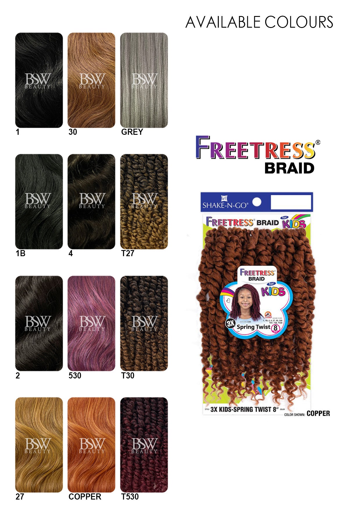 SHAKE N GO FREETRESS BRAID KIDS 3X SPRING TWIST 8"