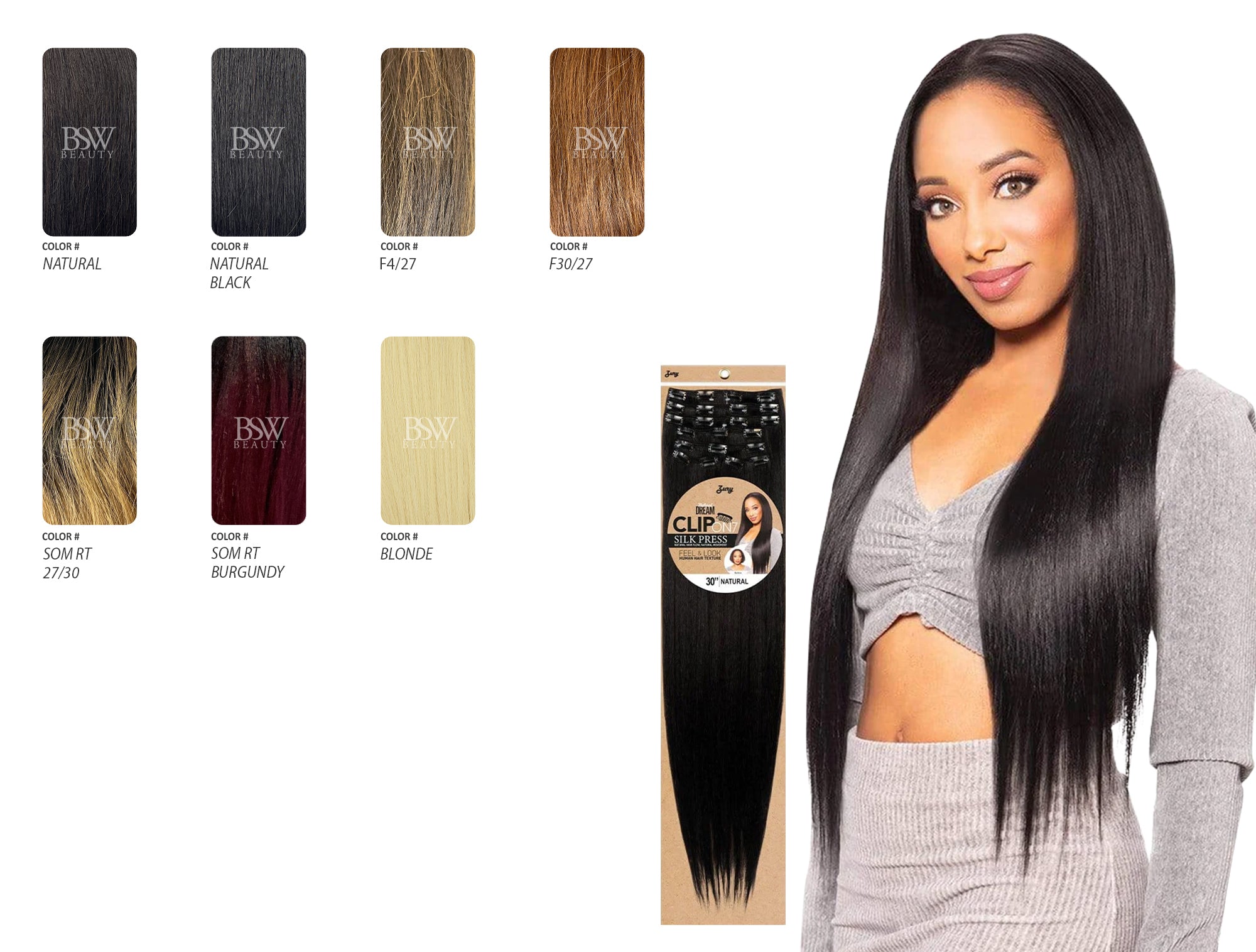 ZURY NATURAL DREAM SILK PRESS NATURAL YAKY 7PCS CLIP-ON 24"