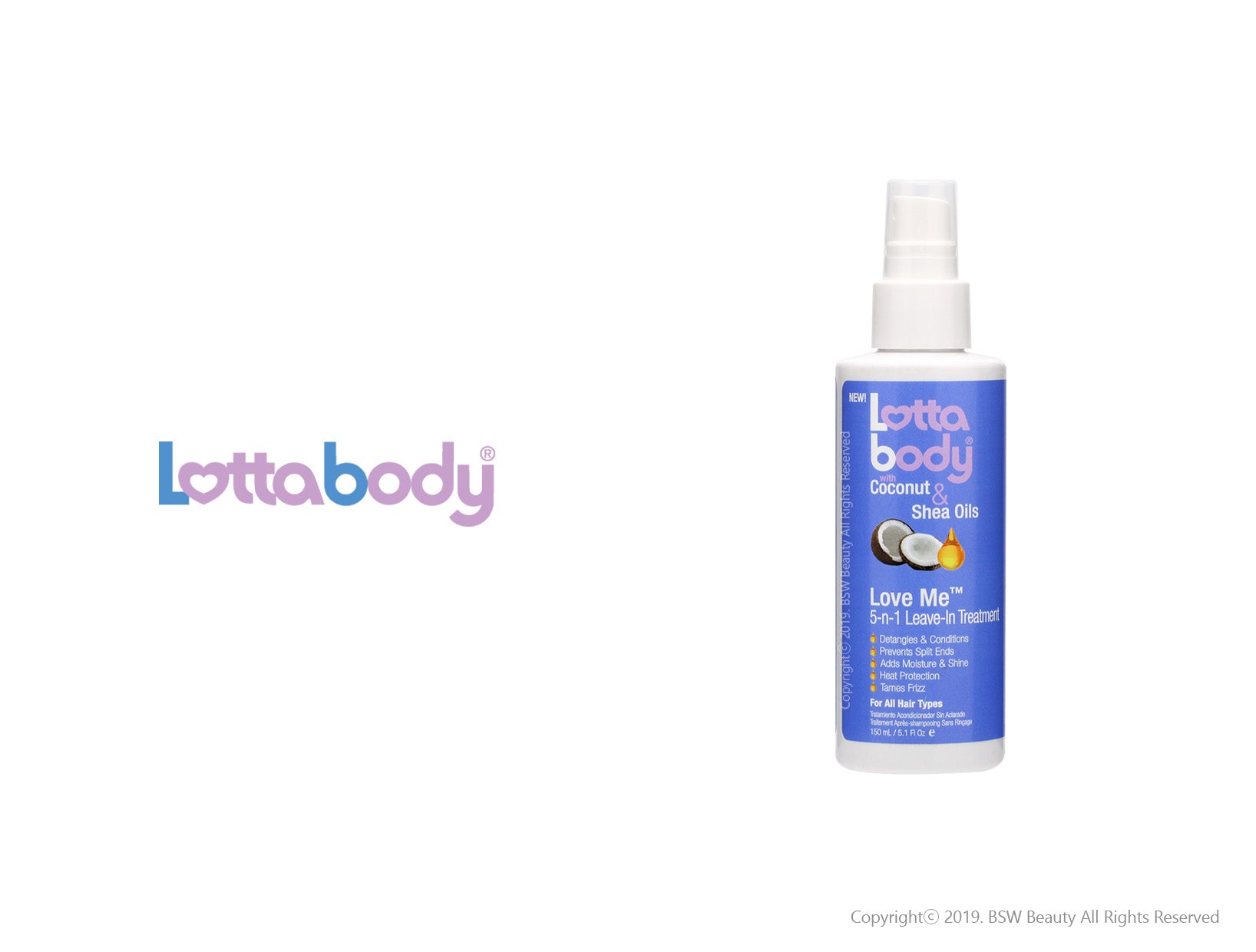 LOTTABODY COCONUT & SHEA OILS LOVE ME 5-N-1 LEAVE-IN TREATMENT 5.1oz