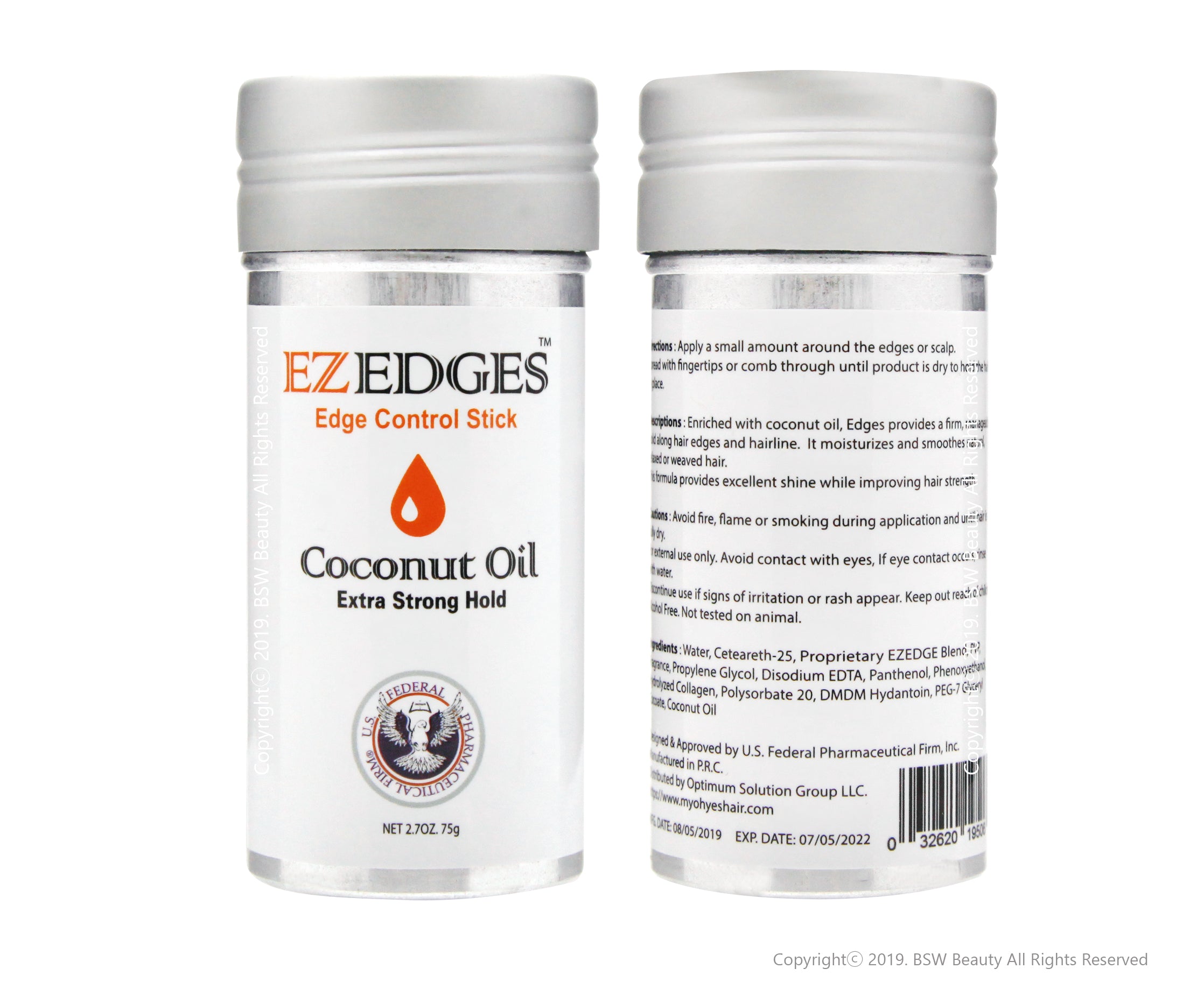 EZEDGES EDGE CONTROL STICK COCONUT OIL EXTRA STRONG HOLD 2.7oz